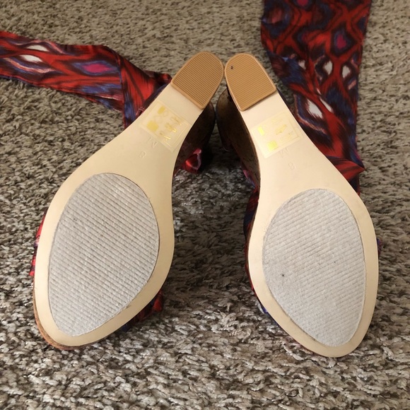 bebe | Shoes | Charissa Print Scarf Wedge Sandal | Poshmark